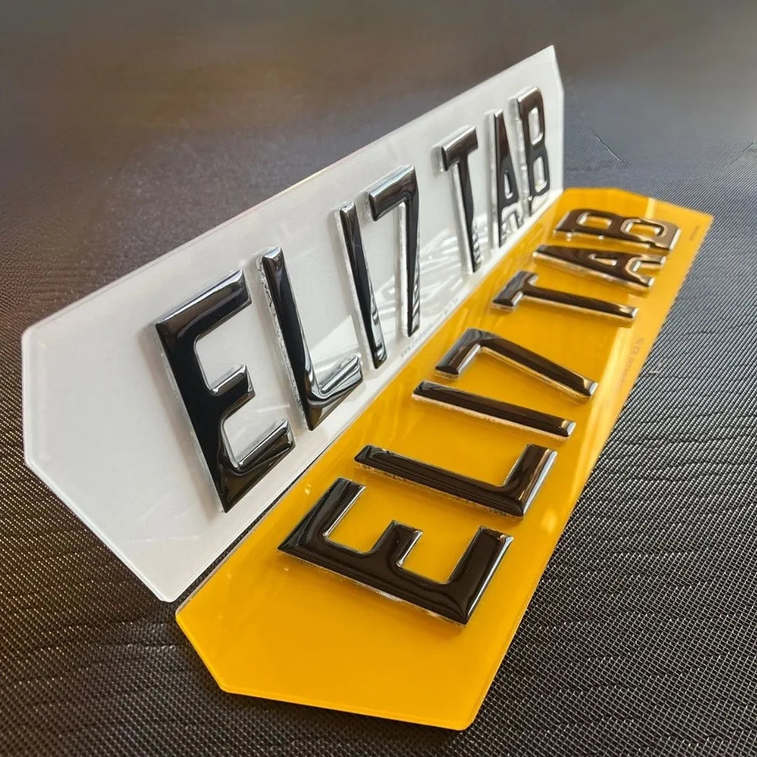 4D Crystal Gel Lambo Hex Style Acrylic Premium Number Plates - (pair ...