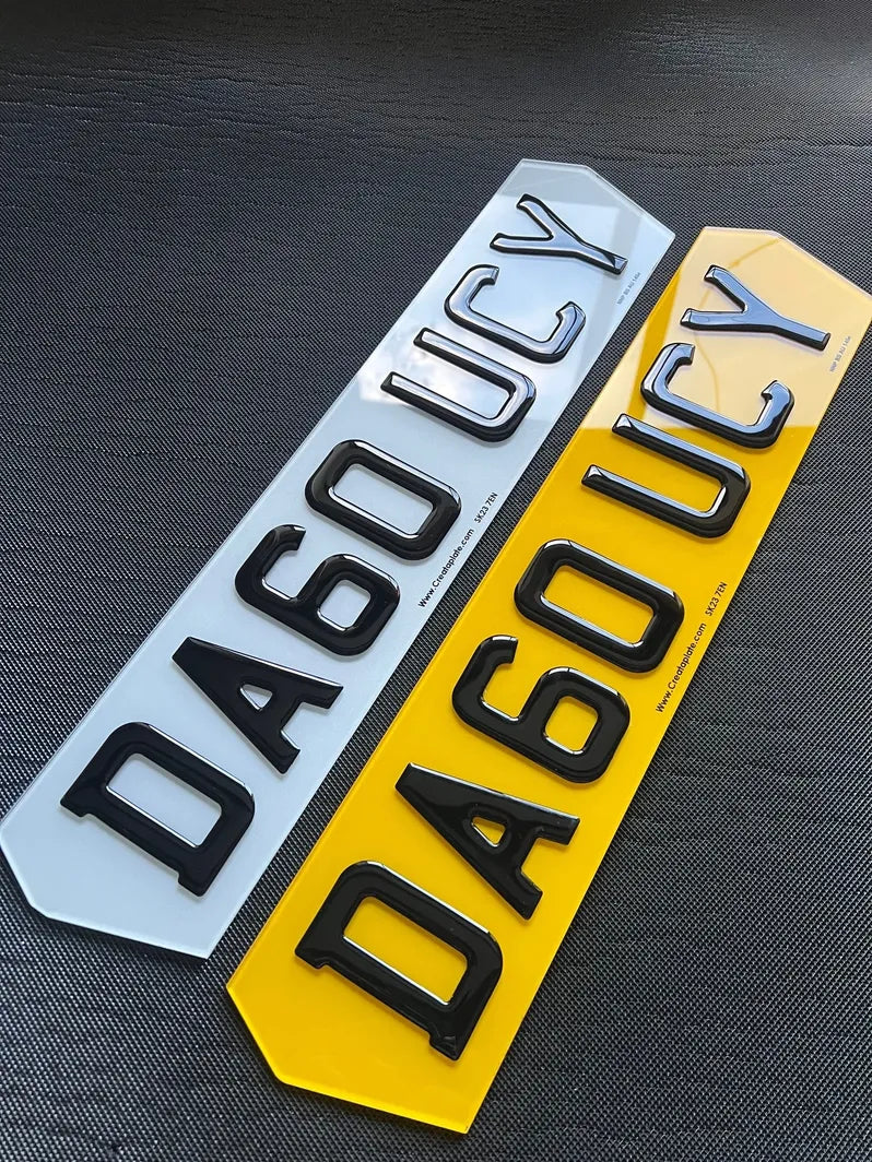 3D Gel Lambo Hex Style Acrylic Premium Number Plates - (pair) – Creata ...