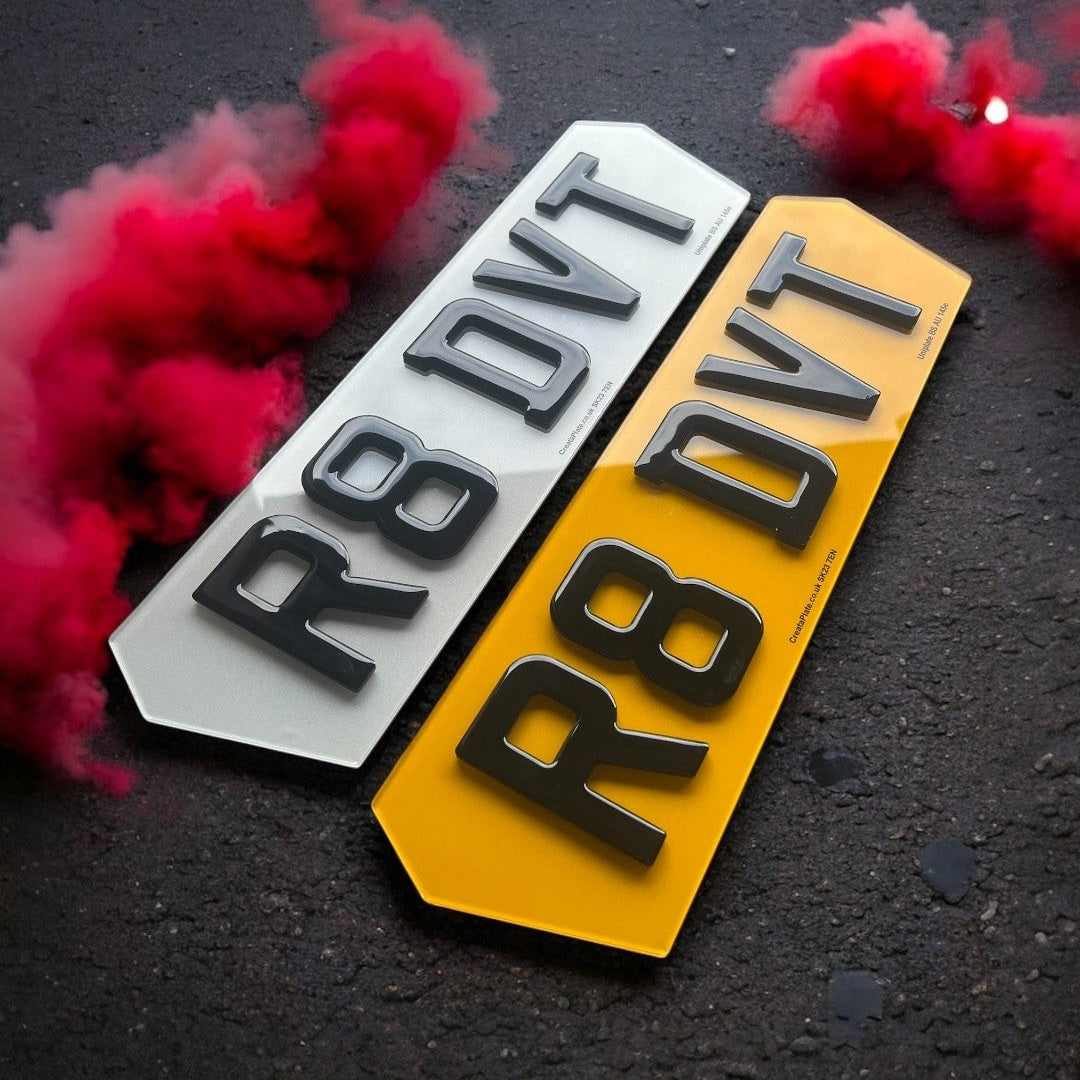 4D Gel Lambo Hex Style Acrylic Premium Number Plates - Short 5/ 6 Digi ...